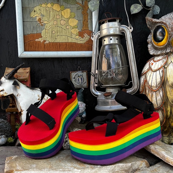 Teva | Shoes | Rare Teva Platform Universal Rainbow Pride Sandals ...